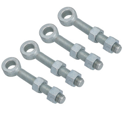 Swing Gate Long Eye Bolts Hinge + Nuts Adjustable Zinc Plated 24 x ...