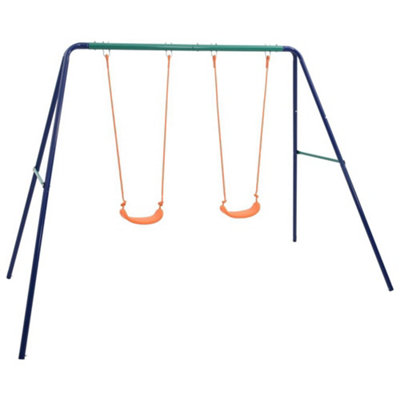 Swing Set with 2 Seats Steel Outdoor Toy
