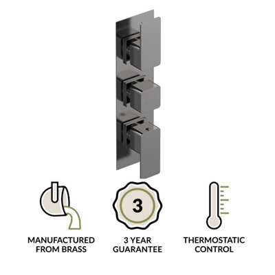 Swinscoe Contemporary Square Concealed Triple Thermostatic Shower Valve ...