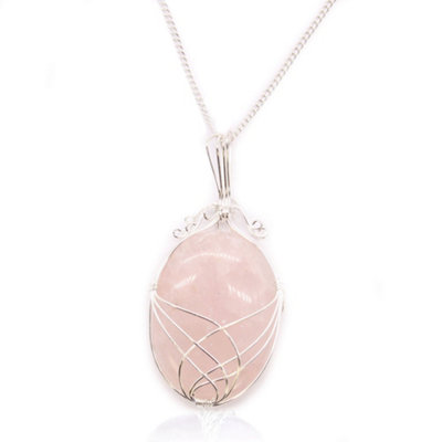Swirl Wrapped Gemstone Necklace Rose Quartz