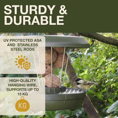 Swissinno Lucerne Bird Feeder for Fat Balls Dark Green