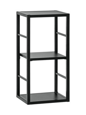 Switch 4 Metal Open Storage Unit in Black - Compact 3-Shelf Column for ...