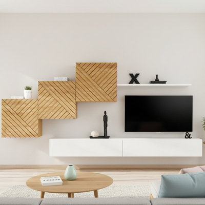 SWITCH LAMEL X Modern Living Room Wall Unit with Cabinets and Shelving ...