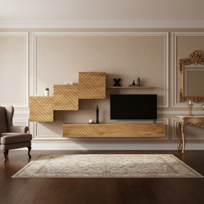SWITCH LAMEL X Modern Living Room Wall Unit with Cabinets and Shelving ...
