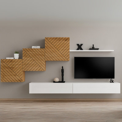 SWITCH LAMEL X Wall Unit Living Room Furniture Set Wotan Top White Bottom