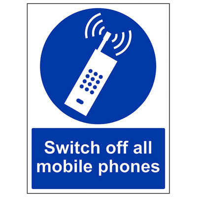 Switch Off All Mobile Phones Sign - Adhesive Vinyl - 300x400mm (x3)