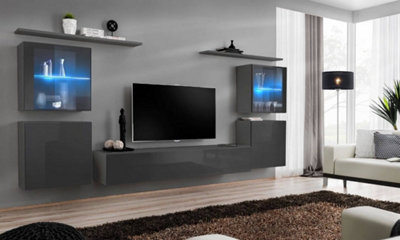 Switch XIV Graphite Gloss Entertainment Unit for TVs up to 75 Inch ...