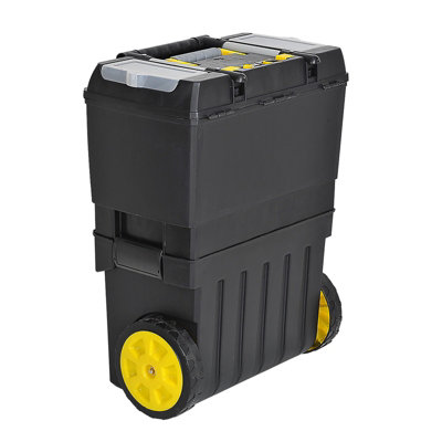 SwitZer 2 in 1 Rolling Toolbox on Wheels, Stackable Tool Box with Pull ...