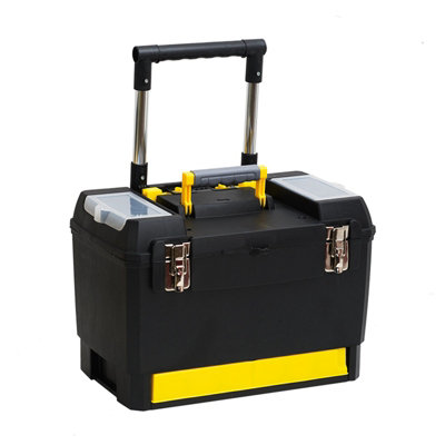SwitZer 2 in 1 Rolling Toolbox on Wheels, Stackable Tool Box with Pull ...