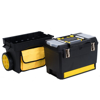 SwitZer 2 in 1 Rolling Toolbox on Wheels, Stackable Tool Box with Pull ...
