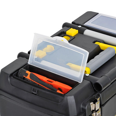 SwitZer 2 in 1 Rolling Toolbox on Wheels, Stackable Tool Box with Pull ...