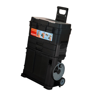 SwitZer 3-in-1 Rolling Stackable Toolbox with Wheels, Telescopic Pull ...