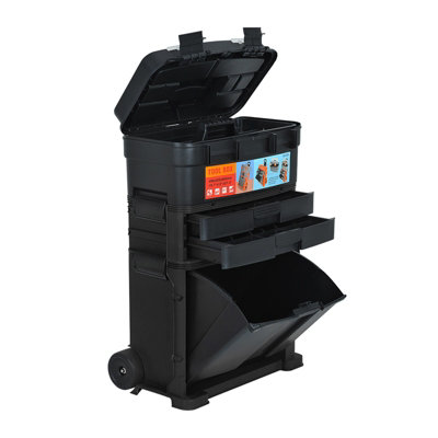 SwitZer 3-in-1 Rolling Stackable Toolbox with Wheels, Telescopic Pull ...