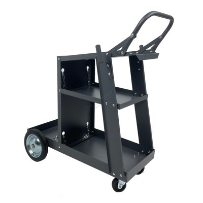 SwitZer 3 Tier Trolley Welding Cart With Chains MIG TIG Welder 80KG Load Grey