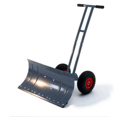 SwitZer Rolling Snow Plow Heavy Duty Metal Snow Shovel W/ Wheels 74cm ...
