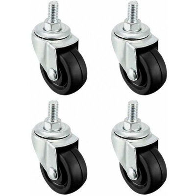 Swivel Casters 1 point 5 Inch Solid Rubber M8 x 15mm Screw Threaded ...