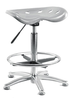 Swivel Ergonomic Tek Stool Adjustable Height with Foot ring - Silver