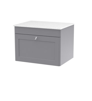 Swynnerton Traditional 1 Drawer Wall Hung Vanity Unit with Marble Top ...