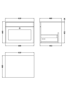 Swynnerton Traditional 1 Drawer Wall Hung Vanity Unit with Marble Top ...
