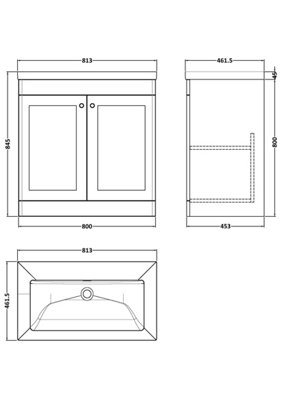 Swynnerton Traditional 2 Door Floor Standing Vanity Unit with Fireclay ...