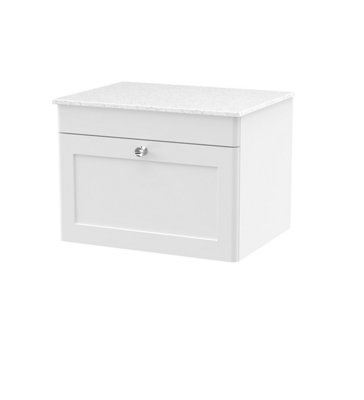 Swynnerton Traditional Wall Hung Vanity Unit with Marble Top, Satin ...