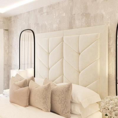 Sydney Modern Fabric Bed Frame, 70" High Headboard with Chelsea ...