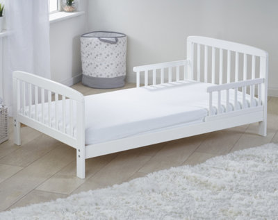 Sydney Toddler Bed White with Safety Side Rails Solid Pine Wood Kids Bed