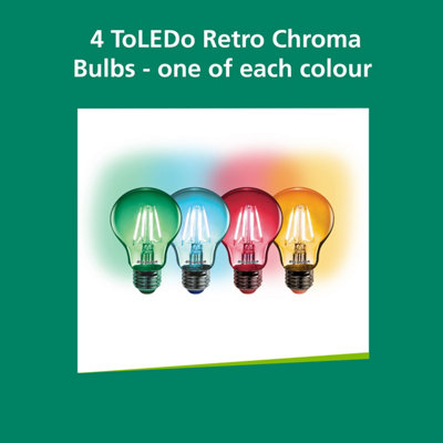 Sylvania ToLEDo Retro Chroma Green, Blue, Red, Orange E27 4W LED Bulbs ...