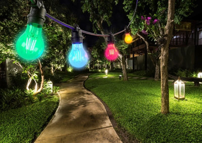 Sylvania YourHome Coloured 12 Bulb Outdoor Extendable Festoon String ...