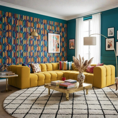 Symmetrical Modern Corner Sofa BALOO CORNER S Mustard
