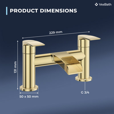 Symphony Round Waterfall Bath Filler Mixer Tap - Brushed Brass
