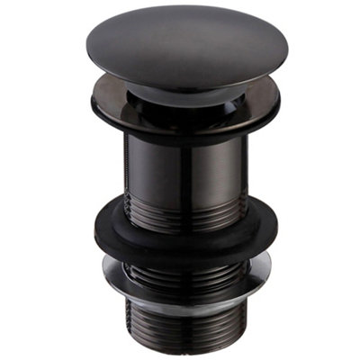 Synergy Klik Klak Unslotted Push Button Wash Basin Waste Brass Matt Black