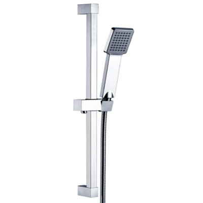 Synergy Square Adjustable Slide Shower Hose Rail Kit Chrome Stainless Steel