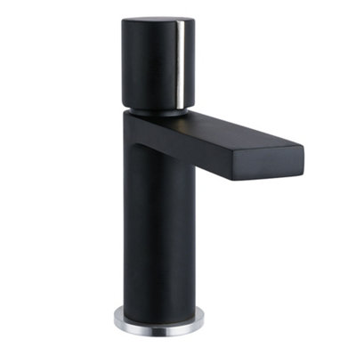 Synergy Studio DV Deck Mounted Push Button Wash Basin Mixer 182mm Black