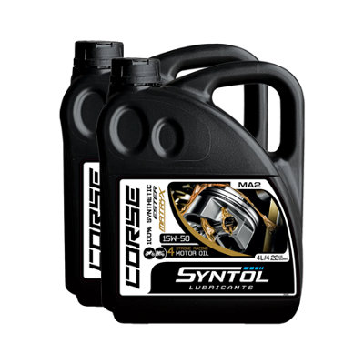 Syntol Motorcycle Motorbike Corse 4T 15W-50 Fully Synthetic Oil 2x4L