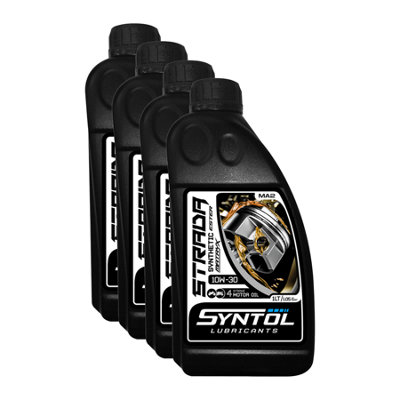 Syntol Strada 10W-30 4T Fully Synthetic Motorcycle Engine Oil Jaso MA2 4x1L
