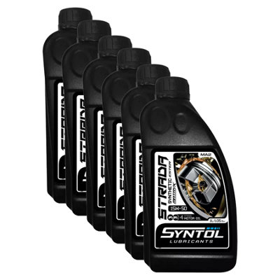 Syntol Strada 15W-50 4T Fully Synthetic Motorcycle Engine Oil Jaso MA2 6x1L