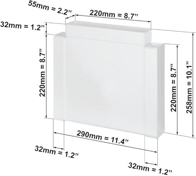 T-Piece Duct Connector 220x55mm Rectangular Flat PVC Ducting