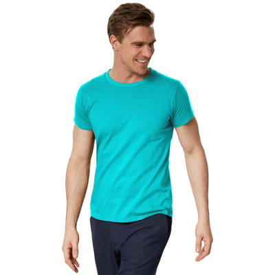 T-Shirt - basic top for men -304293 - turquoise XL
