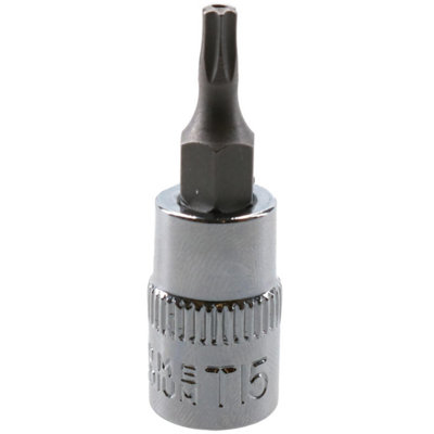 T15 1/4" Drive Tamper Proof Torx Star Bit 37mm Tamper Torx Chrome Vanadium Steel | DIY at B&Q