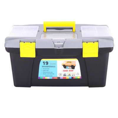 T19 Lockable Mobile Plastic Tool Chest Storage Box Organiser with ...