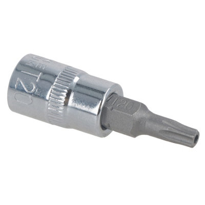 T20 1/4" Drive Tamper Proof Torx Star Bit 37mm Tamper Torx Chrome Vanadium Steel