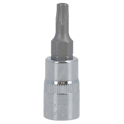 T20 1/4" Drive Tamper Proof Torx Star Bit 37mm Tamper Torx Chrome Vanadium Steel