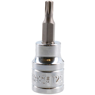 T25 Male Torx Bit Star Socket 3/8" Drive Standard Internal Chrome ...
