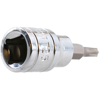 T25 Male Torx Bit Star Socket 3/8" Drive Standard Internal Chrome ...