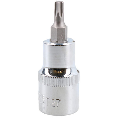 T27 Male Torx Bit Star Socket 1/2" Drive Standard Internal Chrome ...