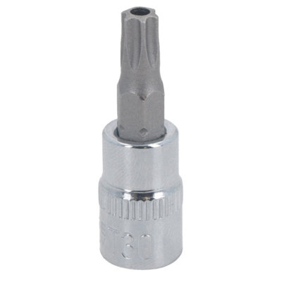 T30 1/4" Drive Tamper Proof Torx Star Bit 37mm Tamper Torx Chrome Vanadium Steel | DIY at B&Q