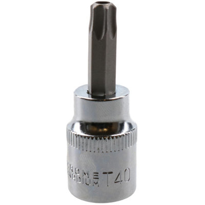 T40 3/8" Drive Tamper Proof Torx Star Bit 48mm Tamper Torx Chrome ...