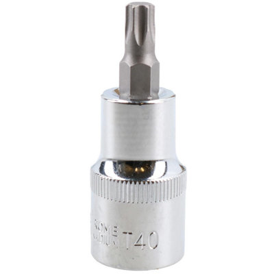 T40 Male Torx Bit Star Socket 1/2" Drive Standard Internal Chrome ...