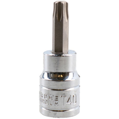 T40 Male Torx Bit Star Socket 3/8" Drive Standard Internal Chrome ...